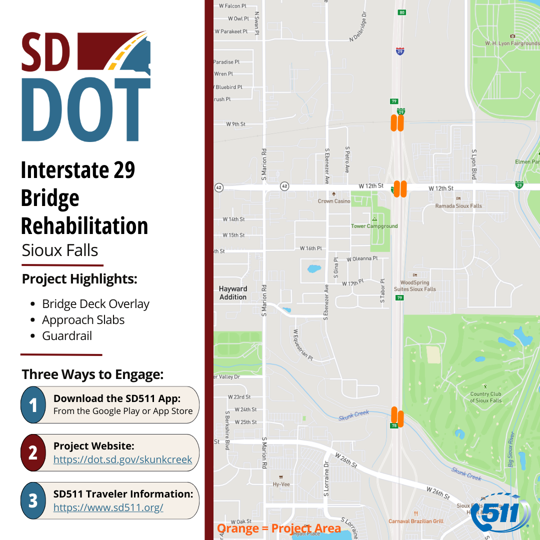 Structure Work Scheduled on Interstate 29 at 26th Street in Sioux Falls - News