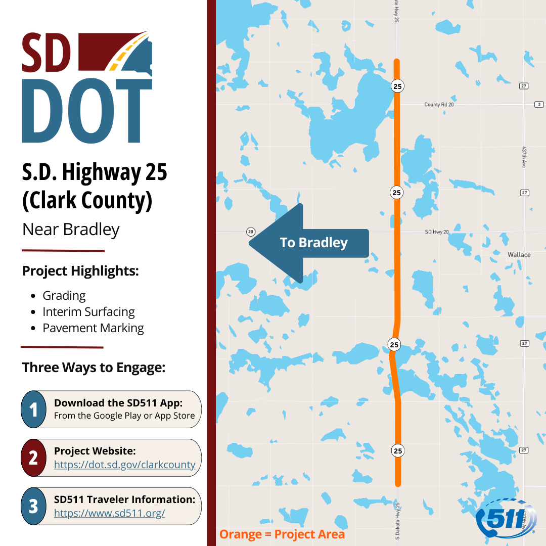 S.D. Highway 25 Scheduled to Close for Grading Work in Clark County - News
